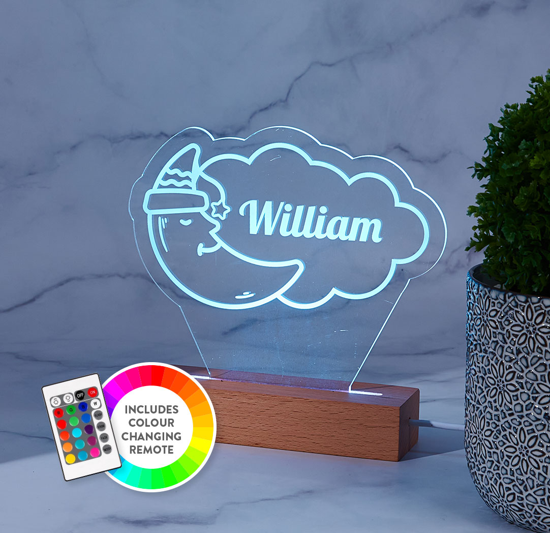 Personalized Wide Wood LED Sign - Sleepy Moon - Walmart Photo Centre